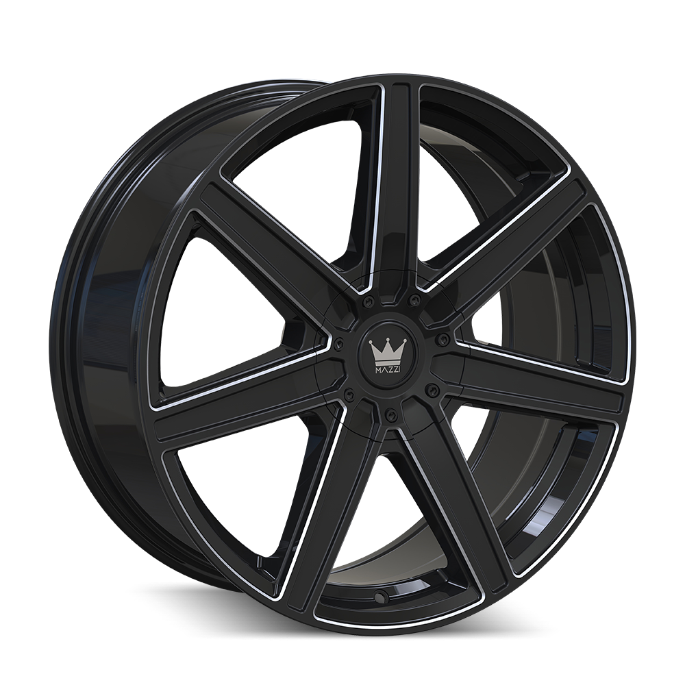 20x8.5 Mazzi Laguna Gloss Black/Milled Wheel 5x112/5x120 (35mm ...