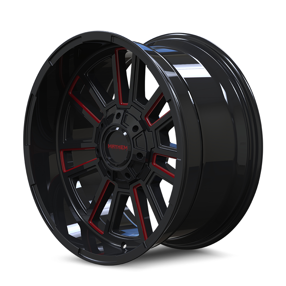 Mayhem Apollo 8115 20x10 5-127 -19mm Gloss Black Milled Prism Red Wheel ...