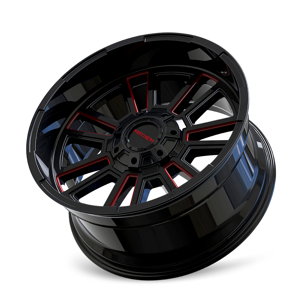 Mayhem Apollo 8115 20x10 5-127 -19mm Gloss Black Milled Prism Red Wheel ...